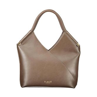 Twinset Sac &agrave; main asym&eacute;trique en cuir avec poign&eacute;e textur&eacute;e - Femme - Sacs - Brun - Taille: ONE Size