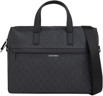 Calvin Klein Sac pour Ordinateur Portable Homme Must Laptop Bag avec Fermeture Éclair, Noir (Classic Mono Black), Taille Unique