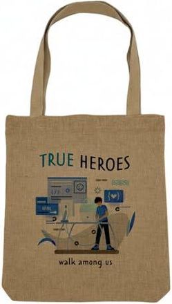 Fabulous Sac Shopping Tote Bag Aspect Lin - True Heroes - Web Developer Job Internet Sac de Courses Toile Epaisse 360g Beige Naturel Cabas Port&eacute; Epaule Solide 