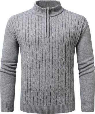AlltheMen Strickpullover mit halbem Reißverschluss Pullover Stehkragen