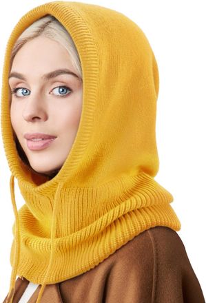 Dreshow Winterm&uuml;tzen f&uuml;r Damen Balaclava Strickm&uuml;tze Skull Cap mit Kordelzug Warmer Kapuzenschal M&uuml;tze