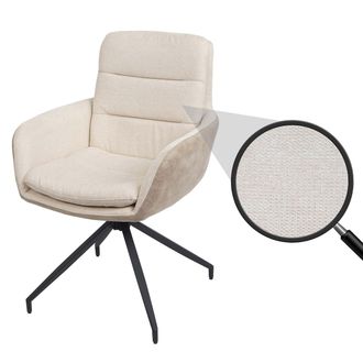 Mendler Esszimmerstuhl HWC-K32, K&uuml;chenstuhl Lehnstuhl Stuhl, drehbar Auto-Position, Stoff MVG - Creme-beige