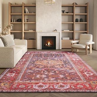 Safavieh Traditionell Teppich f&uuml;r Rug Ideal f&uuml;r stark frequentierte Bereiche - Maschinenwaschbar und rutschfest - Tucson Collection, Kurzer Flor, in Hellblau u