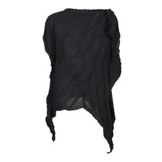 Issey Miyake Blouse Froiss&eacute;e et Tordue - Femme - Blouses et Chemises - Noir - Taille: 40 FR