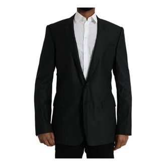 Dolce & Gabbana Schwarzer Wollblazer Slim Fit - - Jackets - Herren - Schwarzk - 2XL