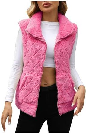 Generic Gilet sans Manche Femme Gilet Femme D&eacute;contract&eacute; Quotidien Ville Cardigan Ample Imprim&eacute; - Fermeture Zipp&eacute;e pour Look Casual Moderne Et Confortable