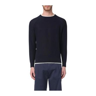 Eleventy Cotton Crew Neck Sweater - - Knitwear - Herren - Blau - XL