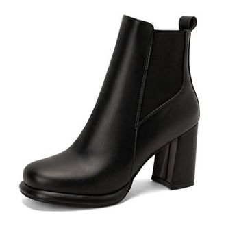 Generic Bottines &eacute;lastiques larges pour femme - Confortables - Bout rond - Talon bloc - Tendance - &Agrave; enfiler, Noir, 40.5 EU