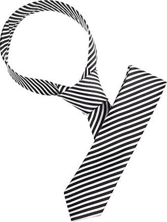 Allegra K Cravate &agrave; rayures auto-nou&eacute;e classique &agrave; la mode Preppy Skinny Tie Slim Ties pour femmes hommes Noir blanc Taille unique