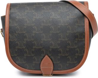 Celine Hobo Bags - Medium Triomphe Coated Canvas Folco Crossbody - Gr. unisize - in Braun - f&uuml;r Damen