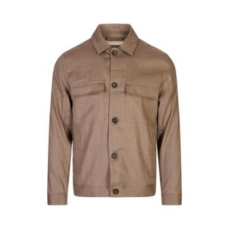 PESERICO Homme, Vestes, Brun, Taille: XL Surchemise en laine et lin