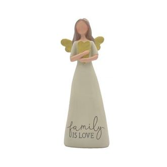 Blossom Bucket Feather & Grace Herz Figur Inschrift Familie ist Liebe, Engel Gedenkstätte Innen oder Außen Dekor, Skulpturen oder Statuen als inspirierende Geschenke