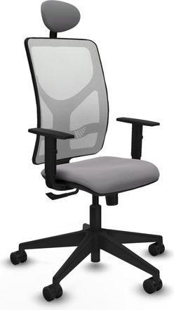 Piqueras y Crespo B&uuml;rostuhl mit 1D-Armlehnen, h&ouml;henverstellbare Lendenwirbelst&uuml;tze und festes Kopfteil, ausgestattet mit 3 Positionen und Schneidschaum, Wei&szlig;/Grau