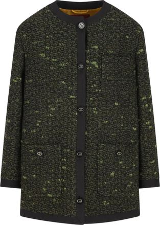 Gucci button-up tweed-fabric coat - Gr&uuml;n