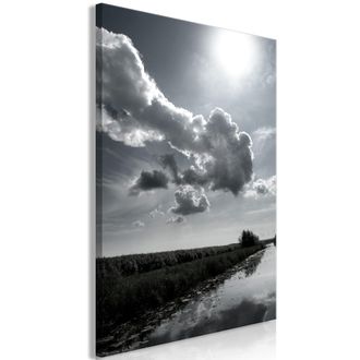 OEM Dipinto - Sole Sopra Le Nuvole (1 Parte) - Riflesso Del Cielo Nellacqua Del Campo