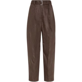 Brunello Cucinelli Bundfaltenhose mit G&uuml;rtel - - Trousers - Damen - Braun - S