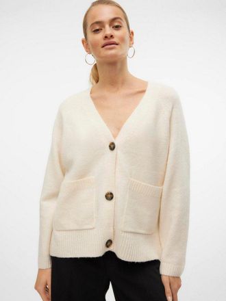 Vero Moda Strickjacke VMBOOM LS V-NECK BUTTON CARDIGAN GA NOOS Materialmix, loose fit