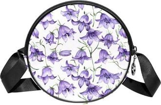 Generic Sac &agrave; bandouli&egrave;re rond pour femme, motif fleurs de cloche, sac &agrave; dos &agrave; bandouli&egrave;re r&eacute;glable, sac &agrave; main rond d&eacute;contract&eacute; pour femmes et filles