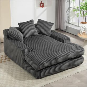 Generic Moderne Wolkencouch, Cord-Schlafsofa, rahmenloses Sofa, mit 3 Kissen, einsitziges Bodensofa, kein Zusammenbau erforderlich, for Wohnzimmerwohnung(Gris