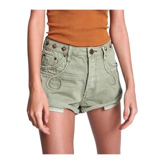 One Teaspoon Femme, Shorts, Vert, Taille: W23 Bandits Mid Waist Denim Shorts