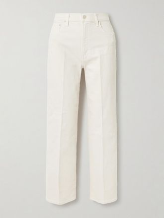 Mother Jean Droit Raccourci The Rambler Zip Ankle - Crème