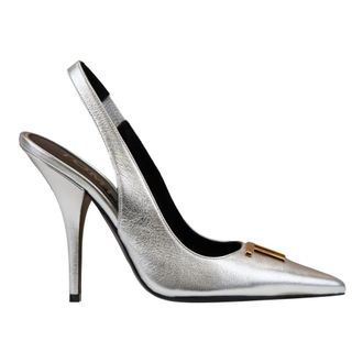 Tom Ford Goldfarbene Leder-Pumps mit Metalldetail - - Shoes - Damen - Grau - 41 EU