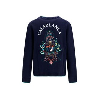 Casablanca Mens Blue Wool Oves Aries Cardigan Clothing
