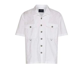 John Richmond Homme, Chemises, Blanc, Taille: XL Chemise Broderies Manches Courtes