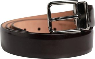 Dolce & Gabbana Homme, Accessoires, Noir, Taille: ONE Size Calfskin Leather Metal Buckle Belt