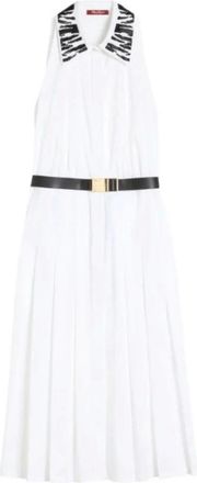 Max Mara Femme, Robes, Blanc, Taille: 38 FR Robe en Popeline de Coton