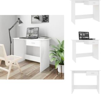 vidaXL Vidaxl - Bureau Blanc 100 x 50 x 76 cm Bois dingénierie - Bureau Blanc - Bureau Informatique - Meuble De Bureau - Bureau Compact - Bureau Design