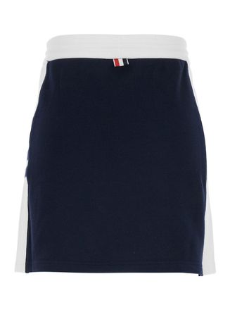 Thom Browne Womens Dress Classic 4 Bar Blue Cotton Skirt