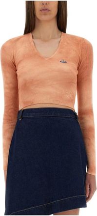 Vivienne Westwood Femme, Tops, Rose, Taille: 36 FR Bea Cropped V-Neck Top