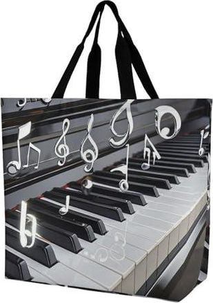 Generic Touches De Piano Avec Notes De Musique Sac Fourre-Tout L&eacute;ger Sacs De Courses Imperm&eacute;able Sac A Main Femmes Pour Travail Quotidienne Plage