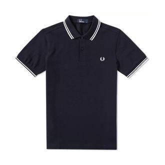 Fred Perry Homme, Tops, Bleu, Taille: 2XL Polo Slim Fit &agrave; Double Liser&eacute;