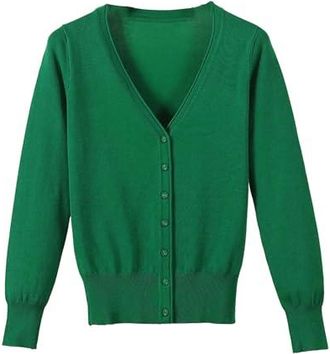 Generic Cardigan court noir en jersey pour femme, manteau de printemps, pull tricot&eacute; mode cor&eacute;enne, vert, Taille 3XL