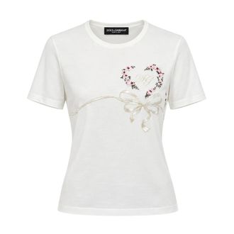 Dolce & Gabbana Seiden-T-Shirt - - Tops - Damen - Wei&szlig; - M