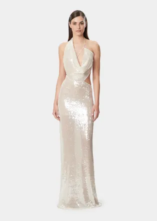 Amazu&igrave;n Womens Long Dress Iselin White Polyester