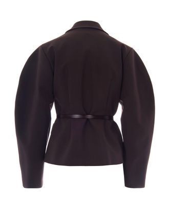 P.A.R.O.S.H. Womens Double-Breasted Virgin Wool Blazer Dark Brown Jacket