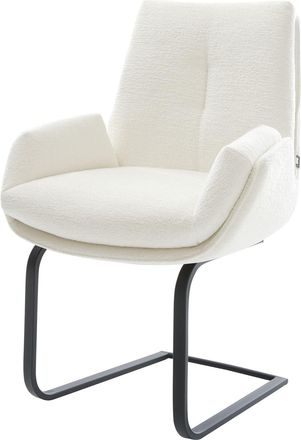 DELIFE Schwingstuhl Clea-Flex Freischwinger flach Schwarz Boucl&eacute; Soft Beige