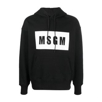 Msgm Front Logo Hoodie Sweater - - Sweatshirts & Hoodies - Herren - Schwarzk - S