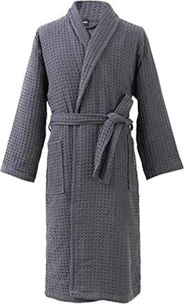 Generic Peignoir en nid dabeille pour femme &agrave; manches longues en coton pur avec poches d&eacute;contract&eacute;es avec col, v&ecirc;tements de nuit l&eacute;gers et respirants, peignoi