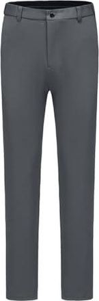 AlltheMen Pantalon de Costume Homme Stretch Couleur Unie Pantalon de Robe Slim Fit Droit Business Gris XXL