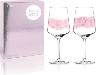 Ritzenhoff SPRIZZ Aperitifglas-Set 2-teilig, Glas, Geschenkset, Gl&auml;ser mit Blumenmuster, Geschenkbox, F&uuml;llvolumen 554 ml