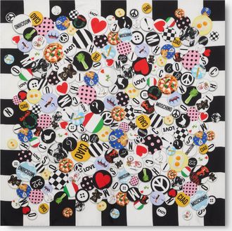 Moschino Foulard en soie imprim&eacute; - Noir