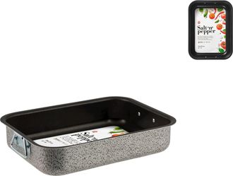 hOme Home Salt Peper Bratpfanne, Antihaftbeschichtung, 30 x 22 cm, Aluminium, Schwarz/Grau