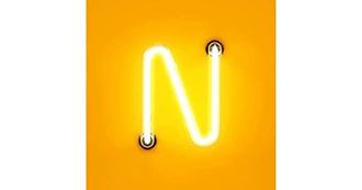 Homemania Wandbild, Neon-Effekt, N-Dekoration, Wandkunst, für Wohnzimmer, mehrfarbig aus Baumwolle, Holz, 30 x 2 x 30 cm