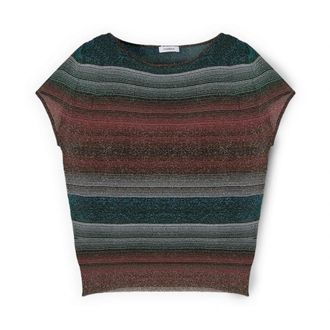Motivi Feiner gestreifter Pullover aus Lurex-Mischgarn - - Knitwear - Damen - Mehrfarbig - M