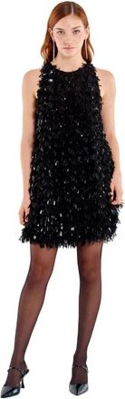 Vicolo Femme, Robes, Noir, Taille: 42 FR Robe Courte en Tulle avec Broderie de Sequins