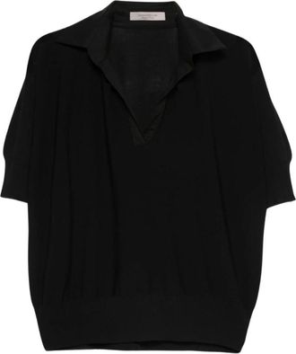 D.exterior Femme, Tops, Noir, Taille: 40 FR Polo &agrave; col en V 62002